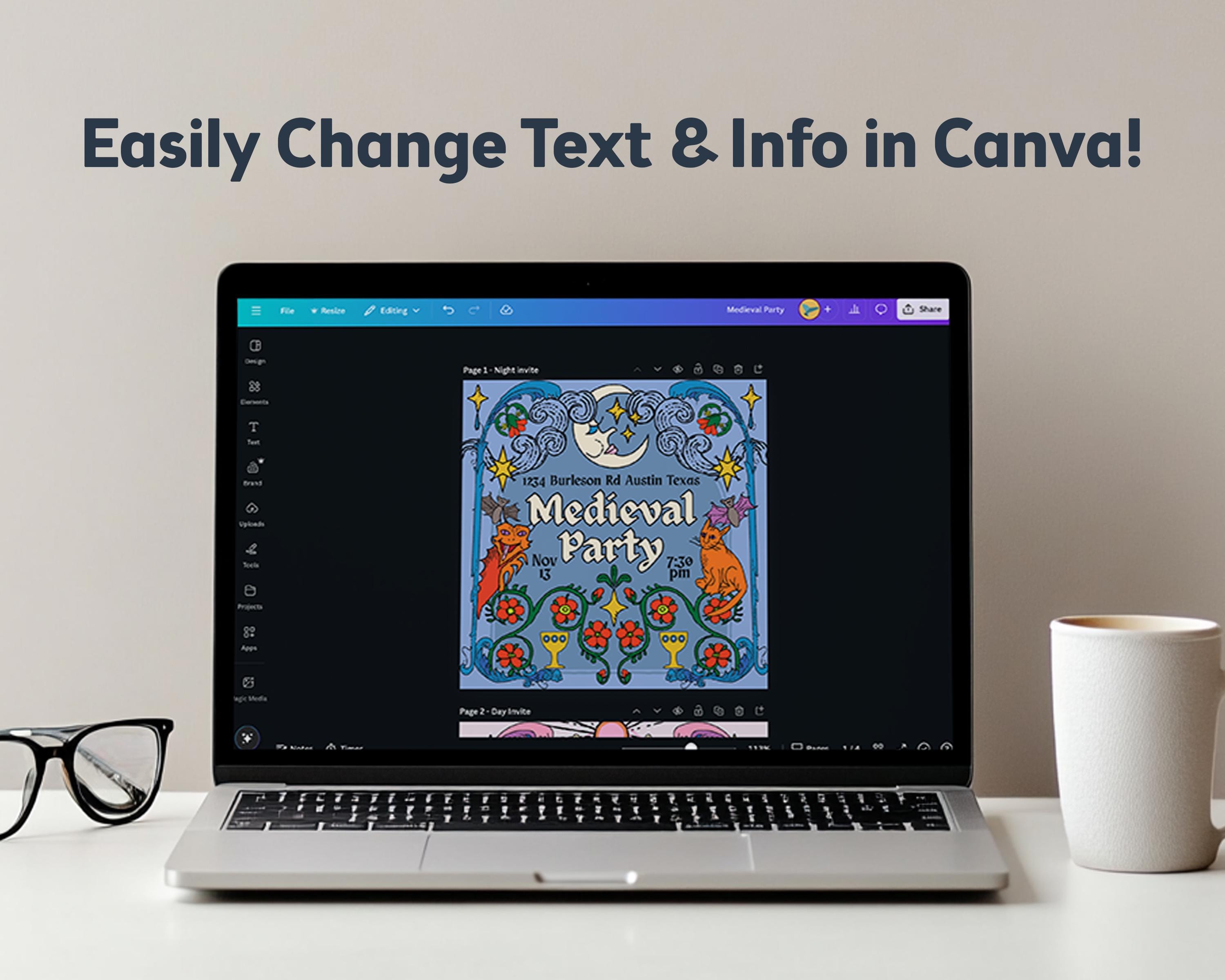 Renaissance Fair Invitation Template | Editable Medieval Party Canva ...