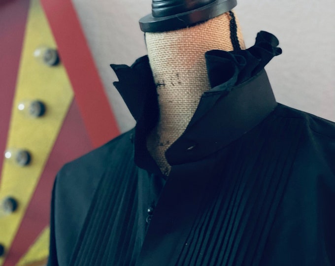 Rare Classic Wing Tip Ruffle Collar Black LIGHT WEIGHT Tuxedo Shirt ...