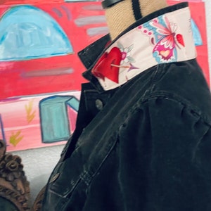 One of Kind True Love Puff Sleeve Ruffle Collar Denim Jacket, Statement ...