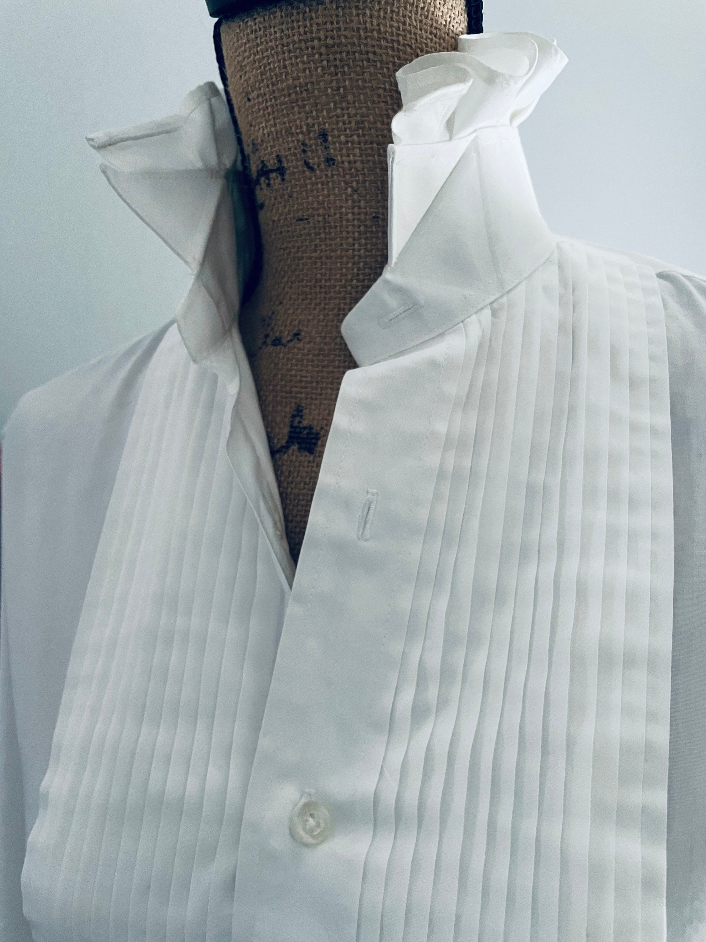 Classic Wing Tip Ruffle Collar White Tuxedo Shirt - Reimagined Style - Etsy