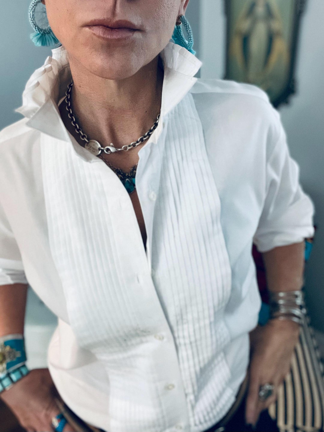 Classic Wing Tip Ruffle Collar White Tuxedo Shirt - Reimagined Style - Etsy