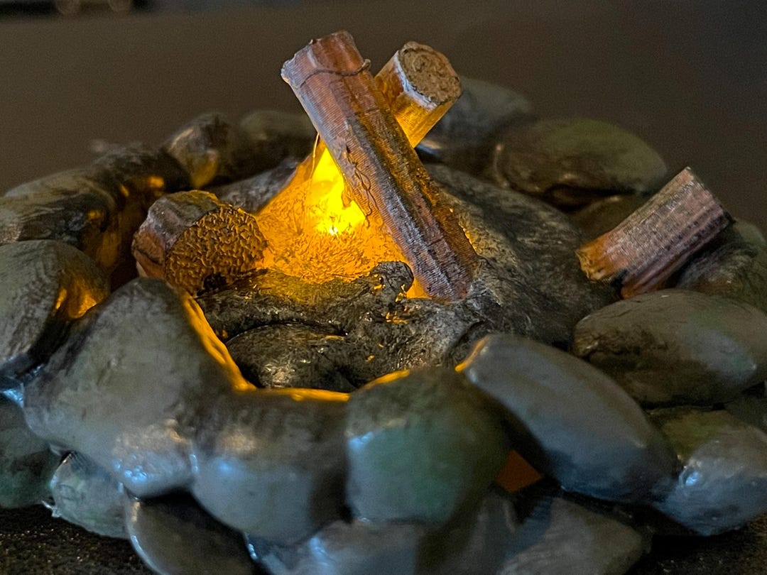 Painted Campfire Miniature With Glowing / Flickering LED Fire for Table ...