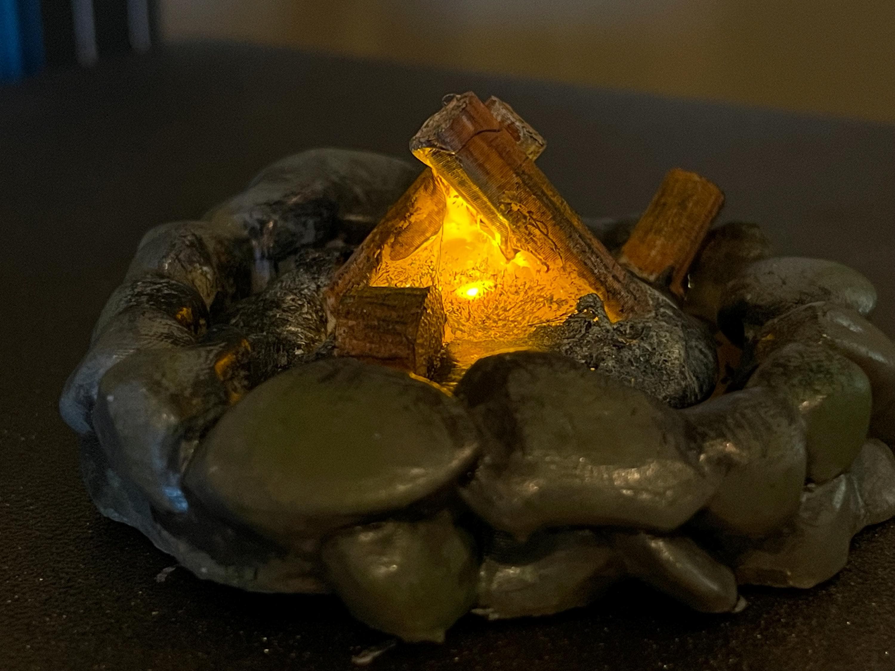 Painted Campfire Miniature With Glowing / Flickering LED Fire for Table ...