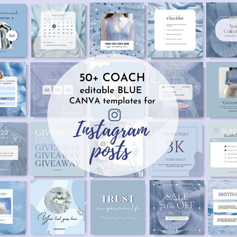 Blue Instagram Template - Etsy