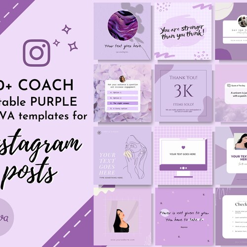 50 Purple Instagram Post Templates Canva Templates Engaging - Etsy