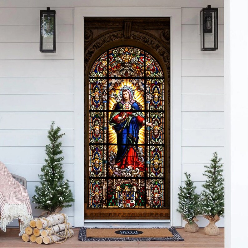 God Jesus Door Covers, Window Stained Glass, Religious Door Covers ...