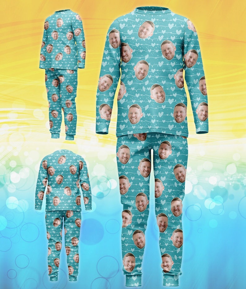 Customized Face Pajama Set Using Photo & Name, Couple Matching Pjs ...