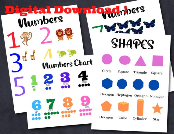Learning Chart Bundles Numbers Chart Learning Numbers Chart | Etsy