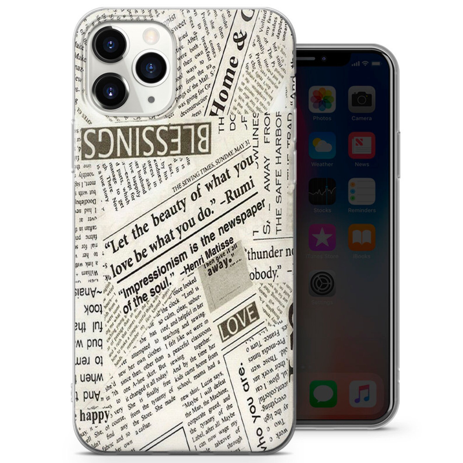 Vintage Phone Case Newspaper Cover for Iphone 13 Pro 12 11 | Etsy