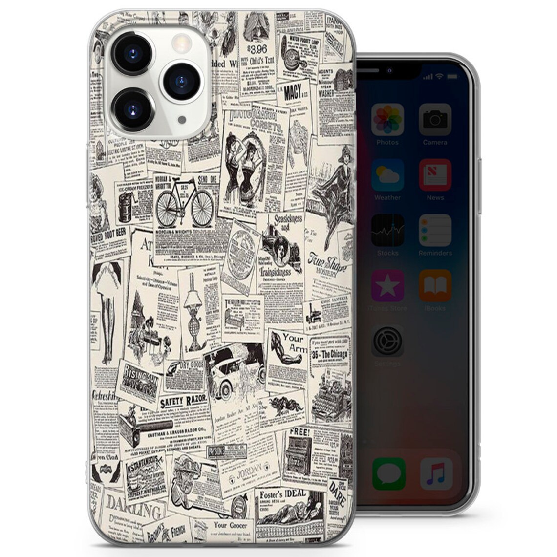 Vintage Phone Case Newspaper Cover for Iphone 13 Pro 12 11 | Etsy