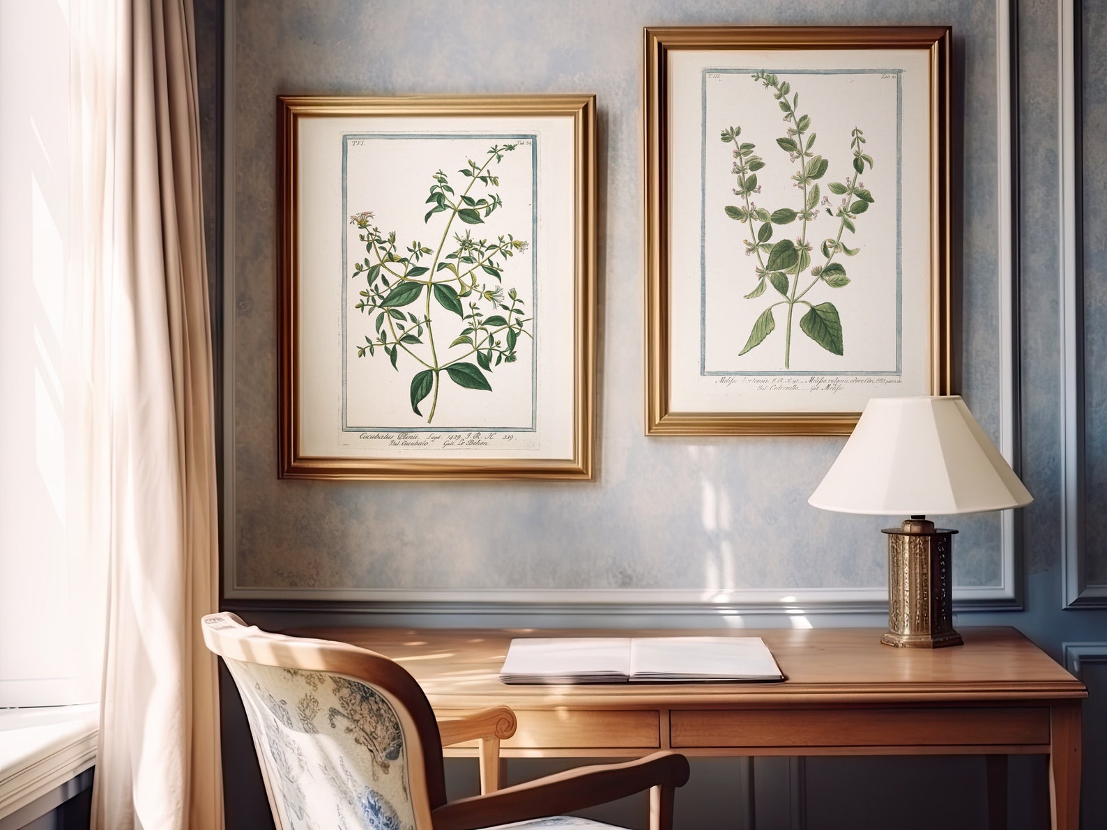 Antique White Botanical Prints, Cottage Style Wall Art (digital ...