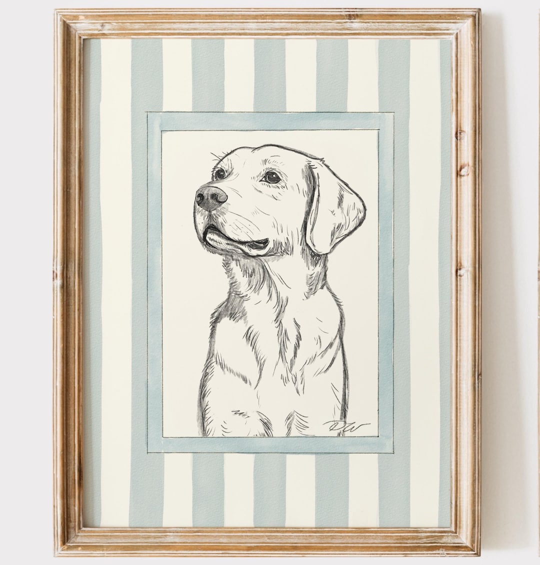 Labrador Retriever Sketch Print, Striped Background (digital Download ...