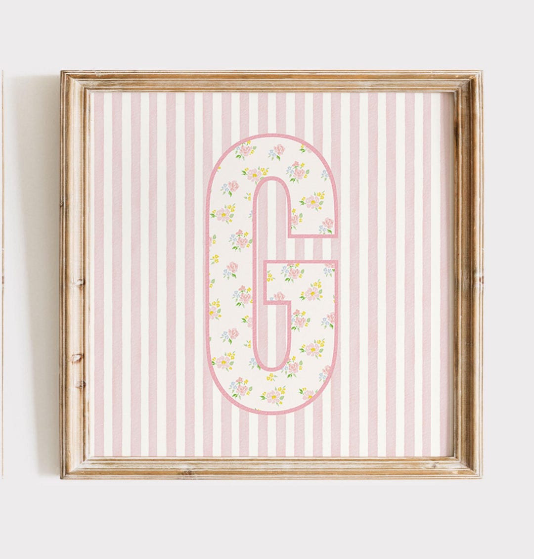 Floral Initial Art Print | Custom Letter G Nursery Wall Art | Digital ...