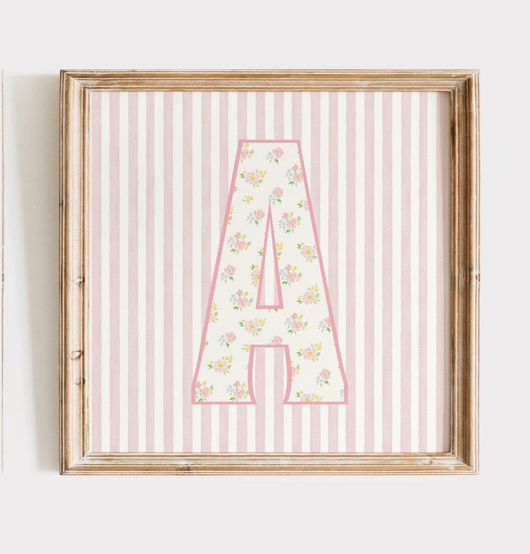 Floral Initial Art Print | Custom Letter A Nursery Wall Art | Digital ...
