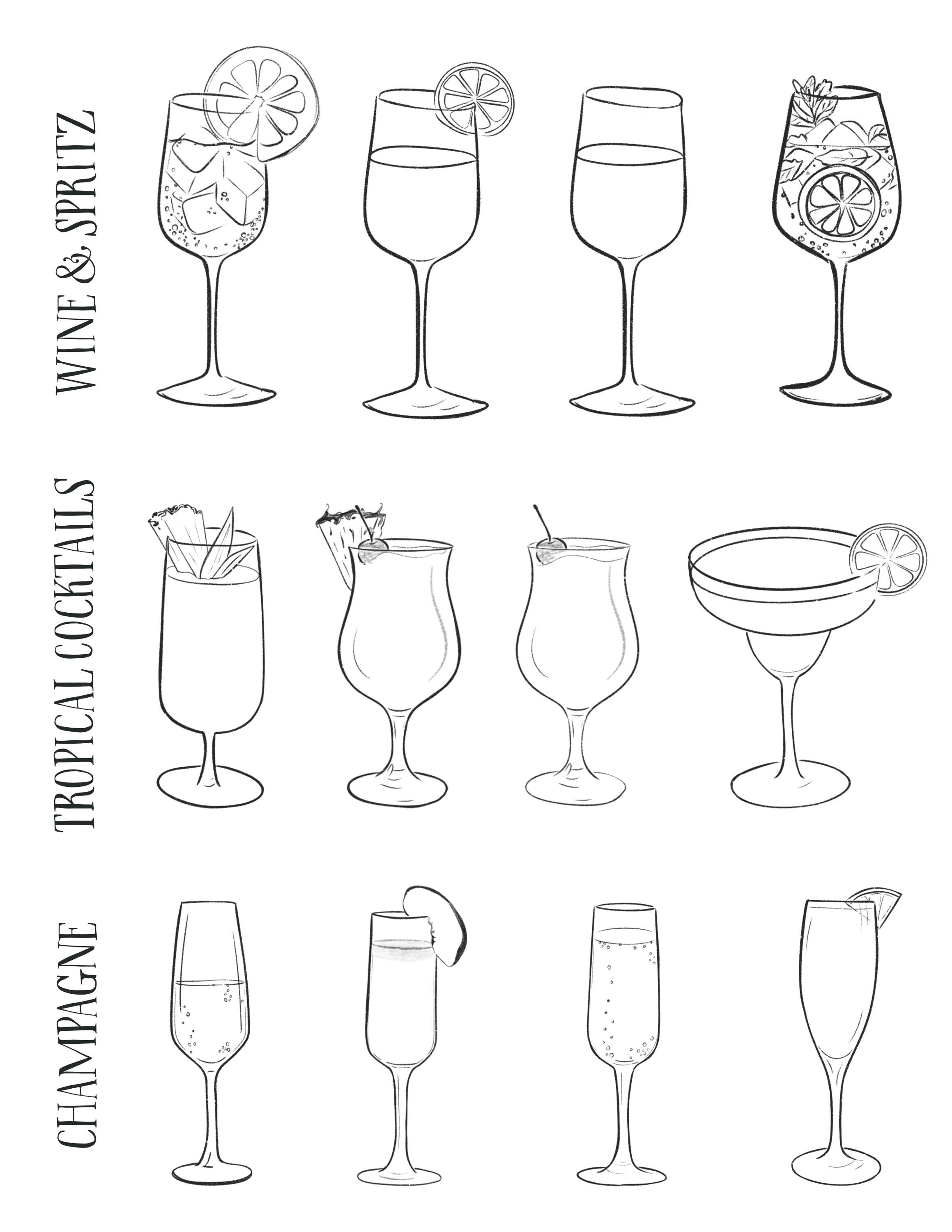 Hand Drawn Signature Cocktail Menu, Editable Drink Menu, Custimizable ...