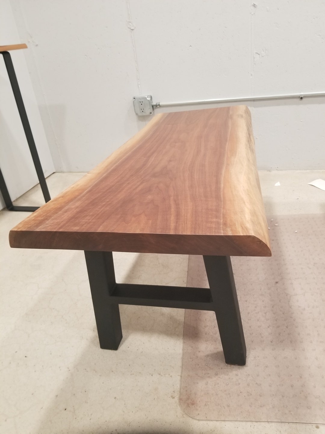 Live Edge Walnut Entry Bench With Metal "h" Legs - Etsy