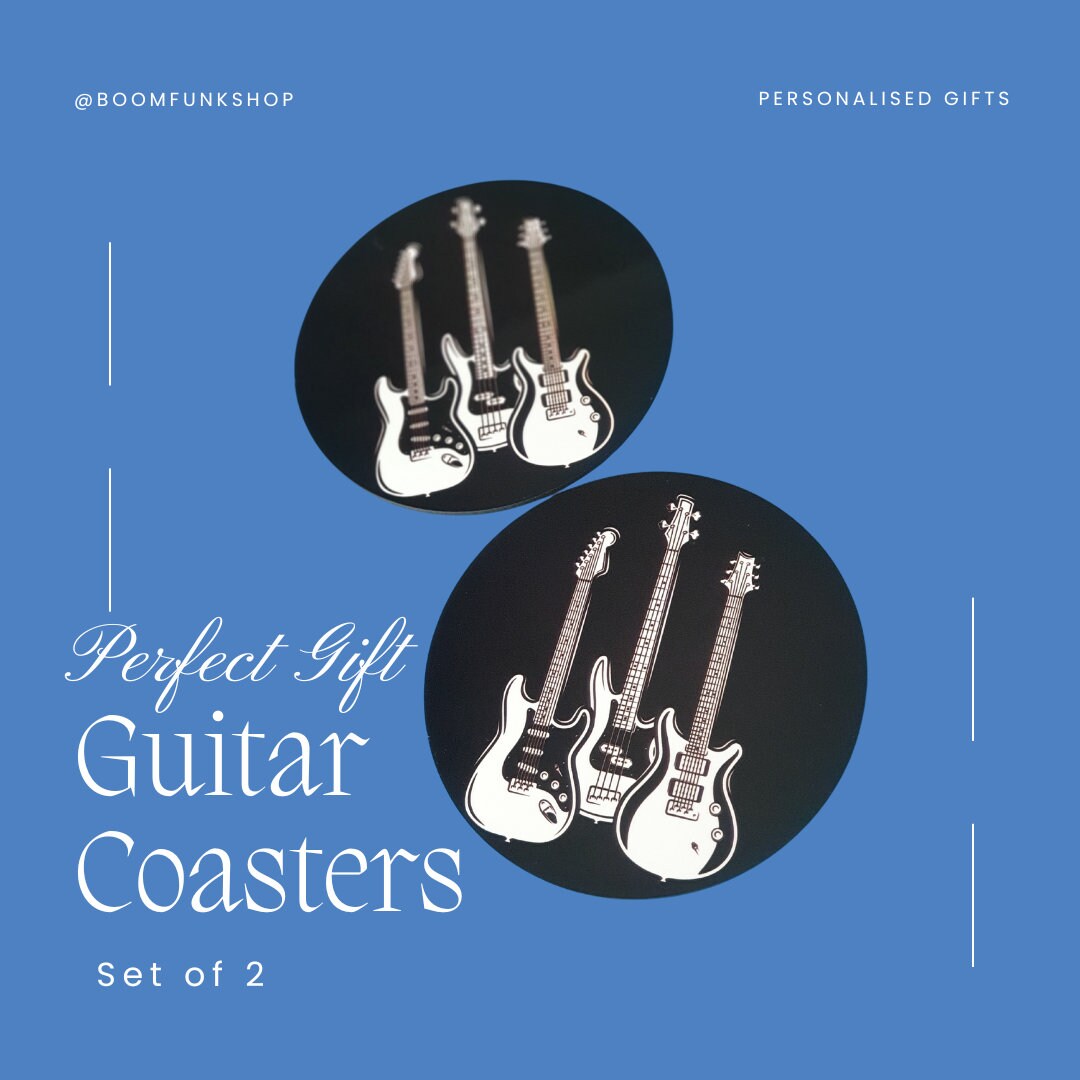 Guitar Coasters, Gifts for Musicians, Guitar Player Gifts, 2 Set ...