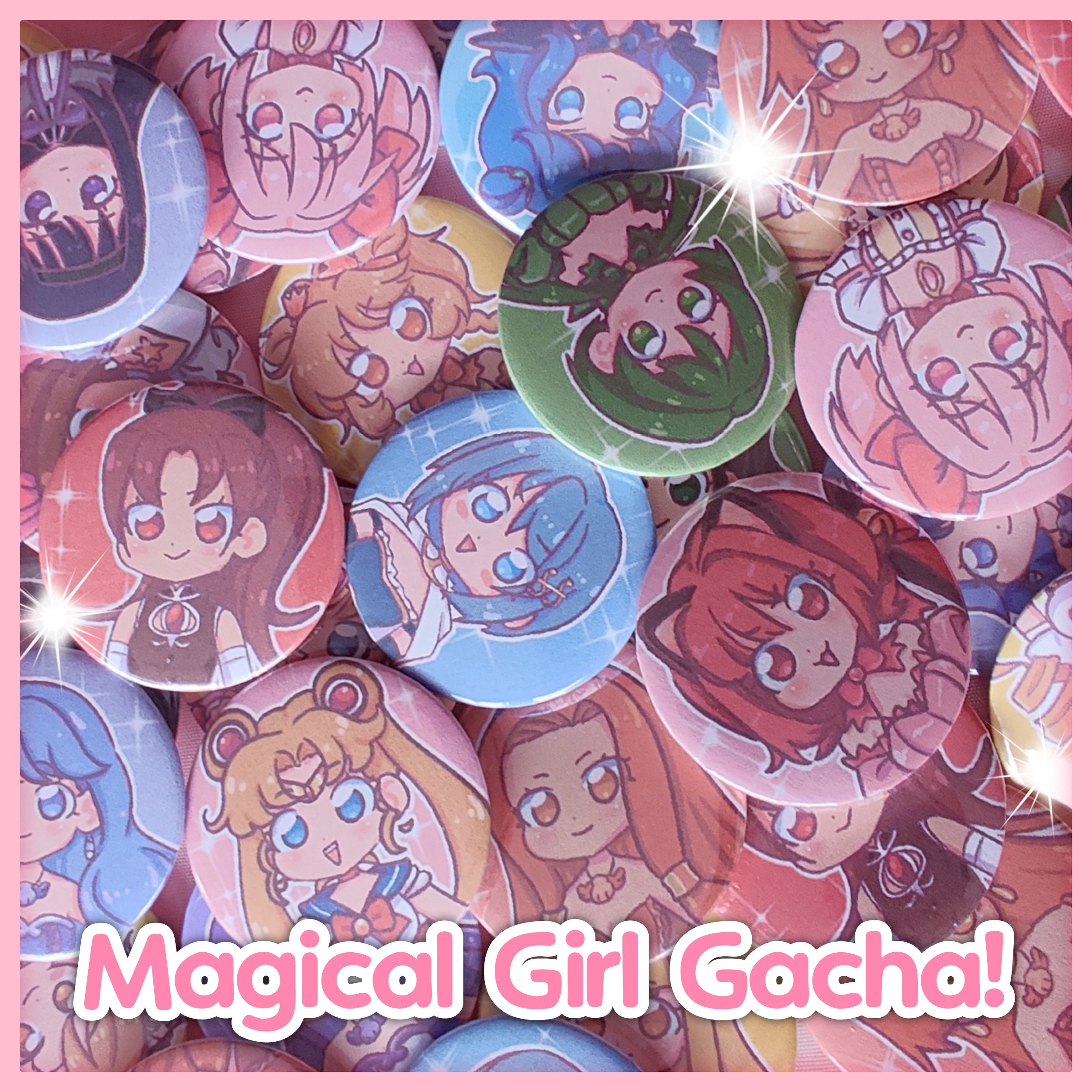 Random Magical Girl Button Gacha Buttons Badges Pastel Animecore Kawaii ...