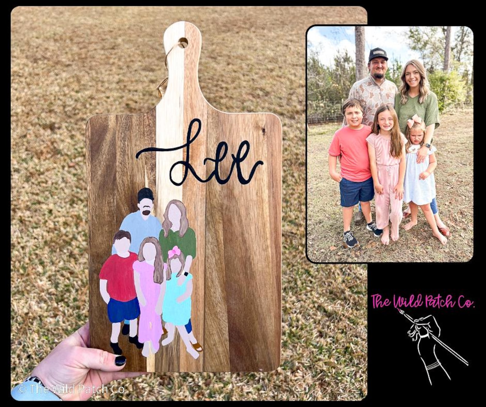 Family Portrait Wooden Board - Etsy