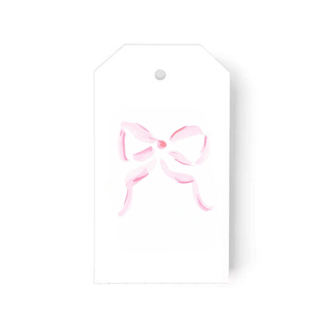 Watercolor Light Pink Bow Gift Tag, Personalized Gift Tags, Gift Labels ...