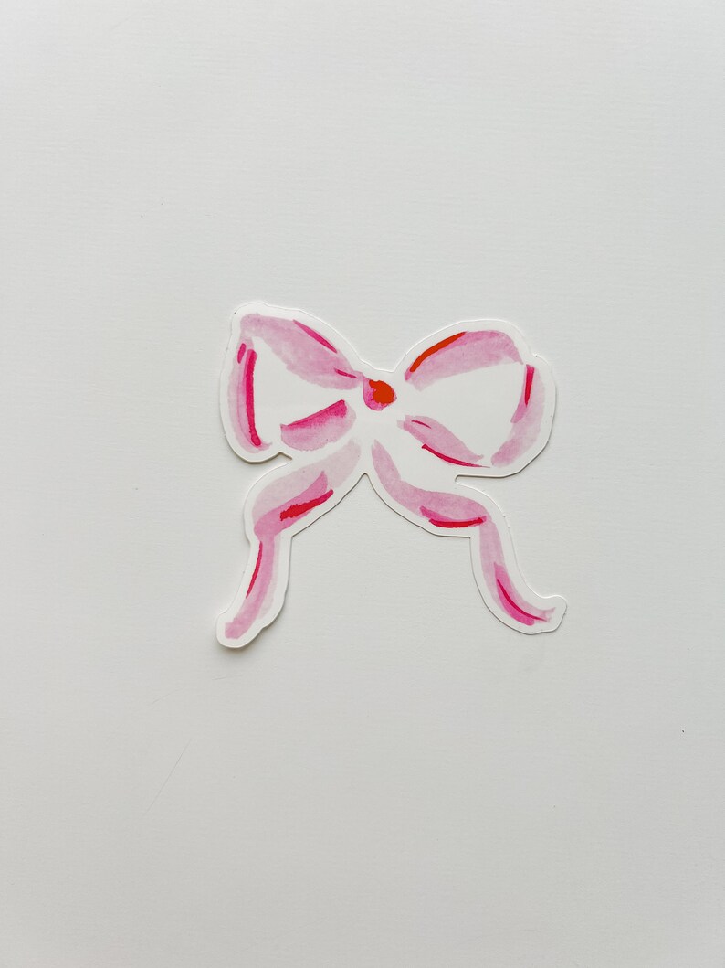 Sticker: Watercolor Pink Bow - Etsy