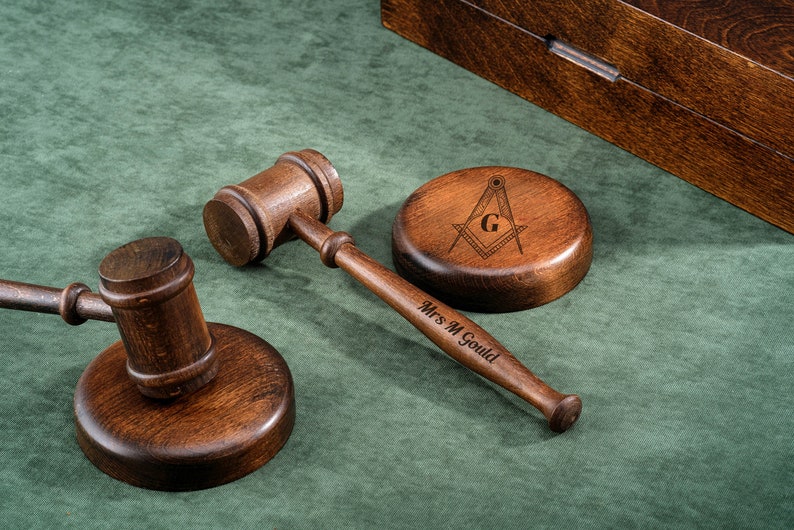 Personalized Masonic Gavel and Sound Block With Wood Box,freemason Past ...