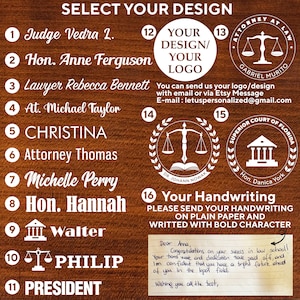 Personalized Judge's Gavel and Sound Block, Custom Engraved Handwriting ...