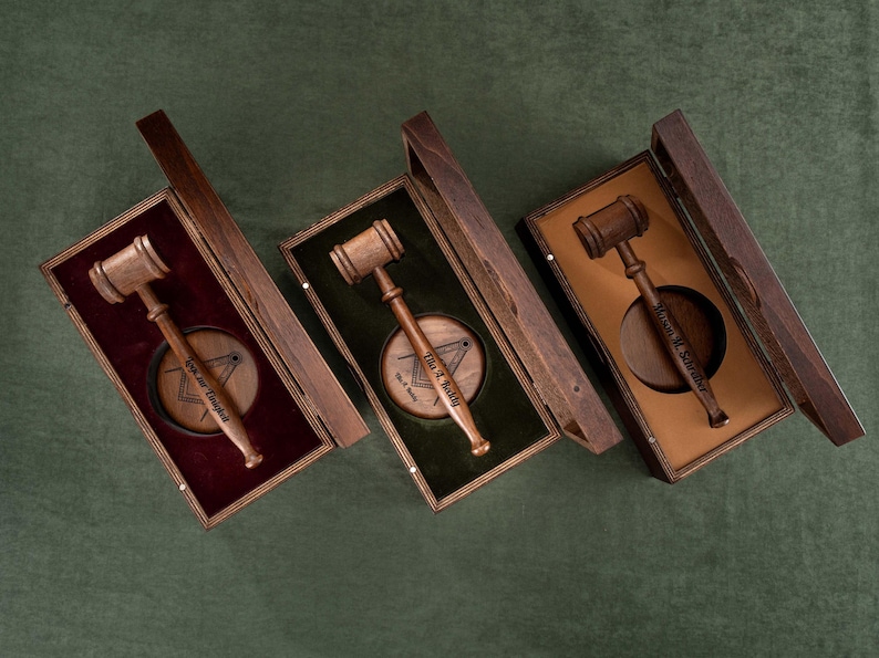 Personalized Masonic Gavel and Sound Block With Wooden Box, Free Mason ...