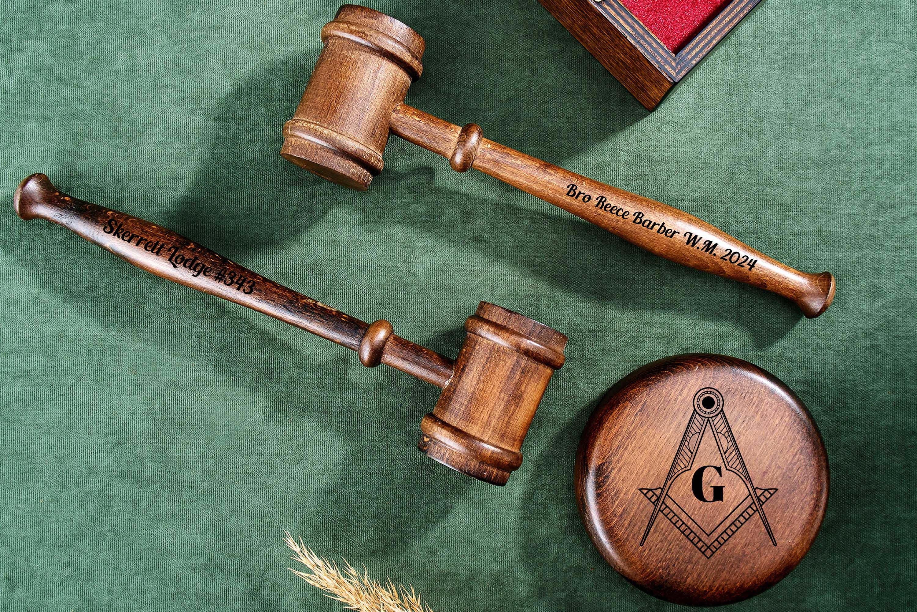 Personalized Masonic Gavel and Sound Block With Wooden Box, Free Mason ...
