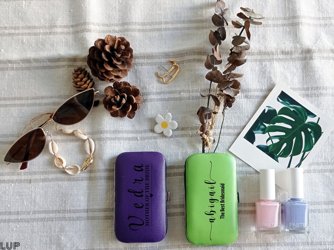 Personalized Leather Manicure Set for Women, Engraved 5 Pieces ...