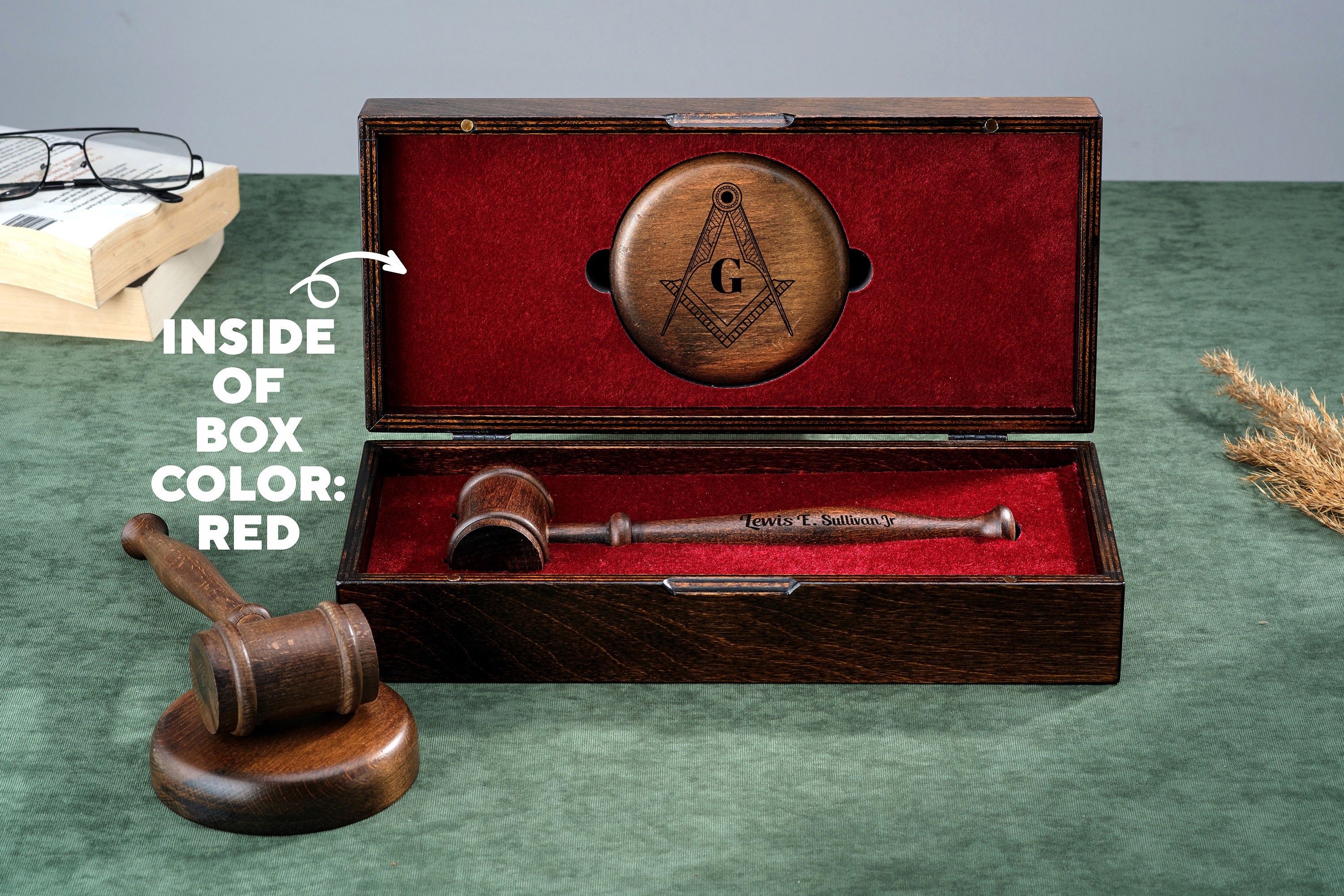 Personalized Masonic Gavel and Sound Block With Wood Box,freemason Past ...