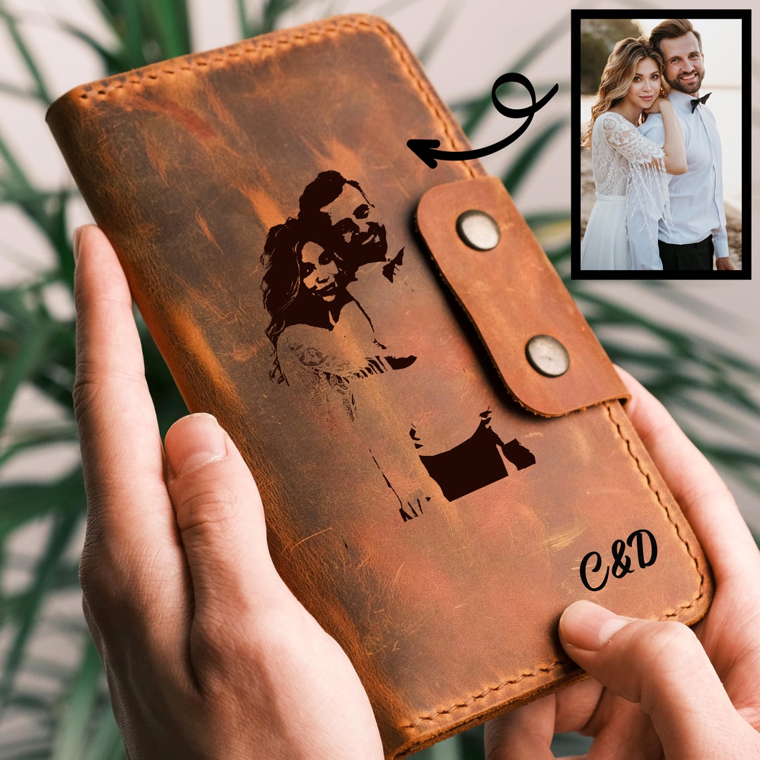 Personalized Leather Men's Wallet, Handwriting Photo Engraved Wallet ...