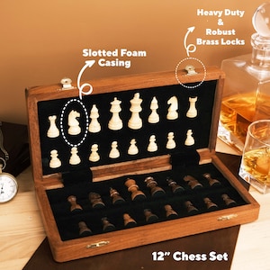 Handmade Wooden Chess Set, Travel-friendly Magnetic Chess Sets, Portable Chess Game, Solid Wood ...