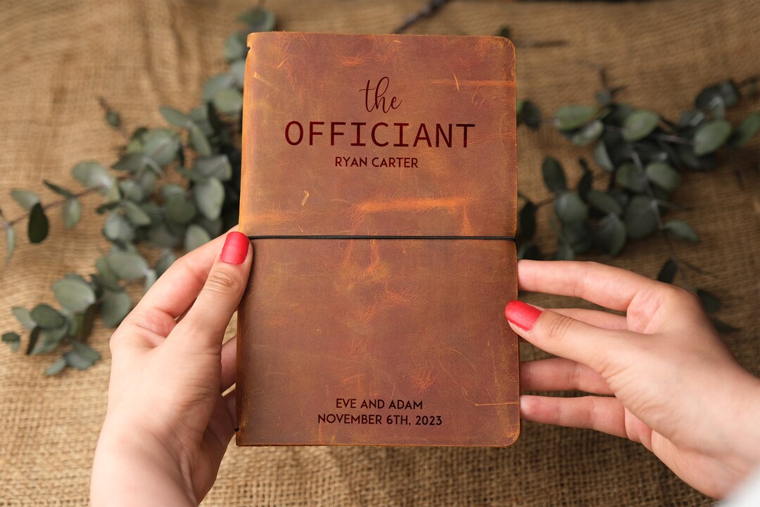 Personalized Officiant Book, Wedding Officiant Gift, Refillable Leather ...