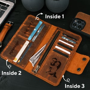 Personalized Leather Men's Wallet, Handwriting Photo Engraved Wallet ...