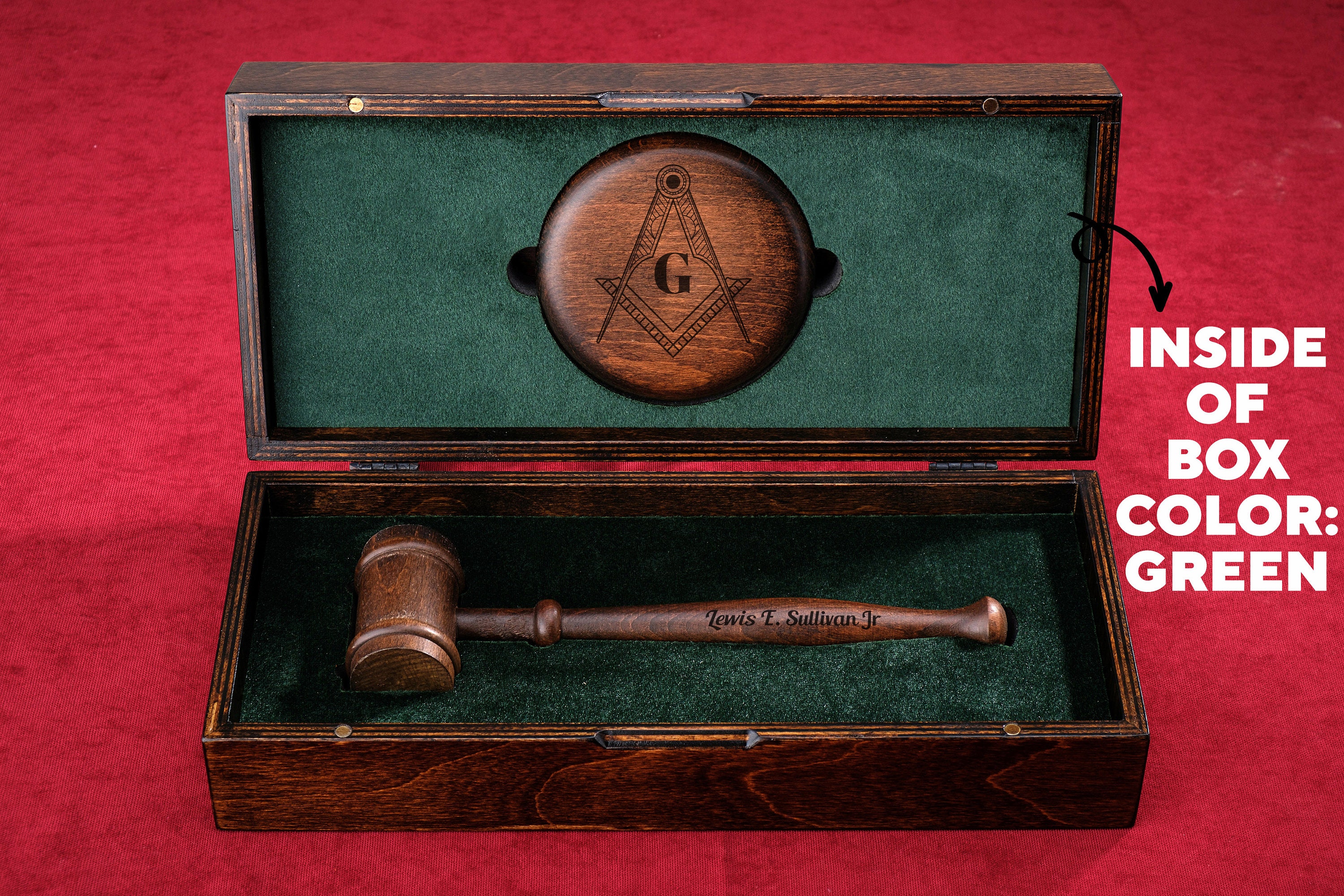 Personalized Masonic Gavel and Sound Block With Wood Box,freemason Past ...