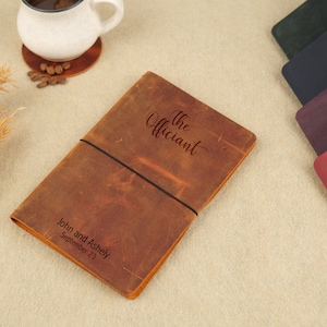 Personalized Officiant Book, Wedding Officiant Gift, Refillable Leather ...