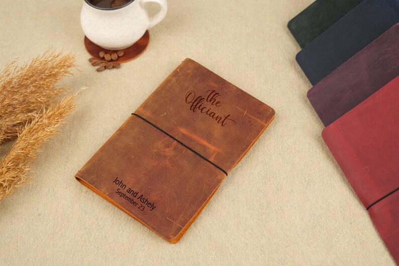 Personalized Officiant Book, Wedding Officiant Gift, Refillable Leather ...