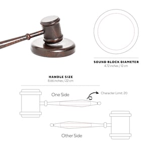 Personalized Judge's Gavel and Sound Block, Custom Engraved Handwriting ...