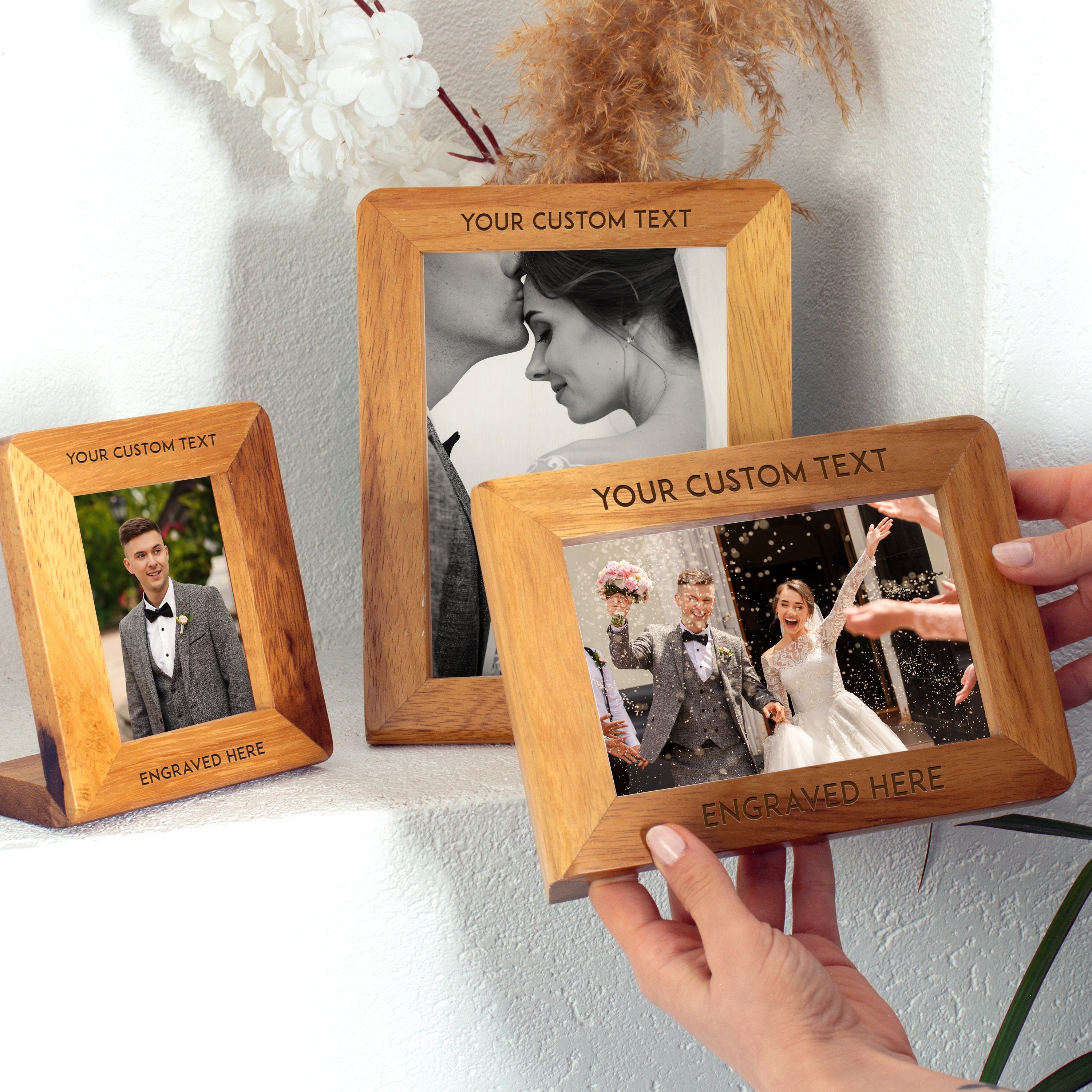 Engraved Wood Frame, Custom Iroko Photo Frame, Personalized Frame, 5th ...