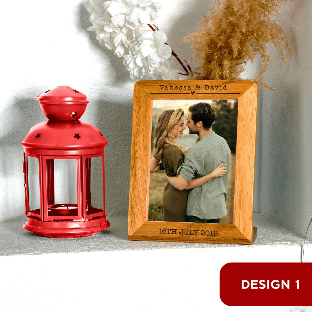 Engraved Wood Frame, Custom Iroko Photo Frame, Personalized Frame, 5th ...