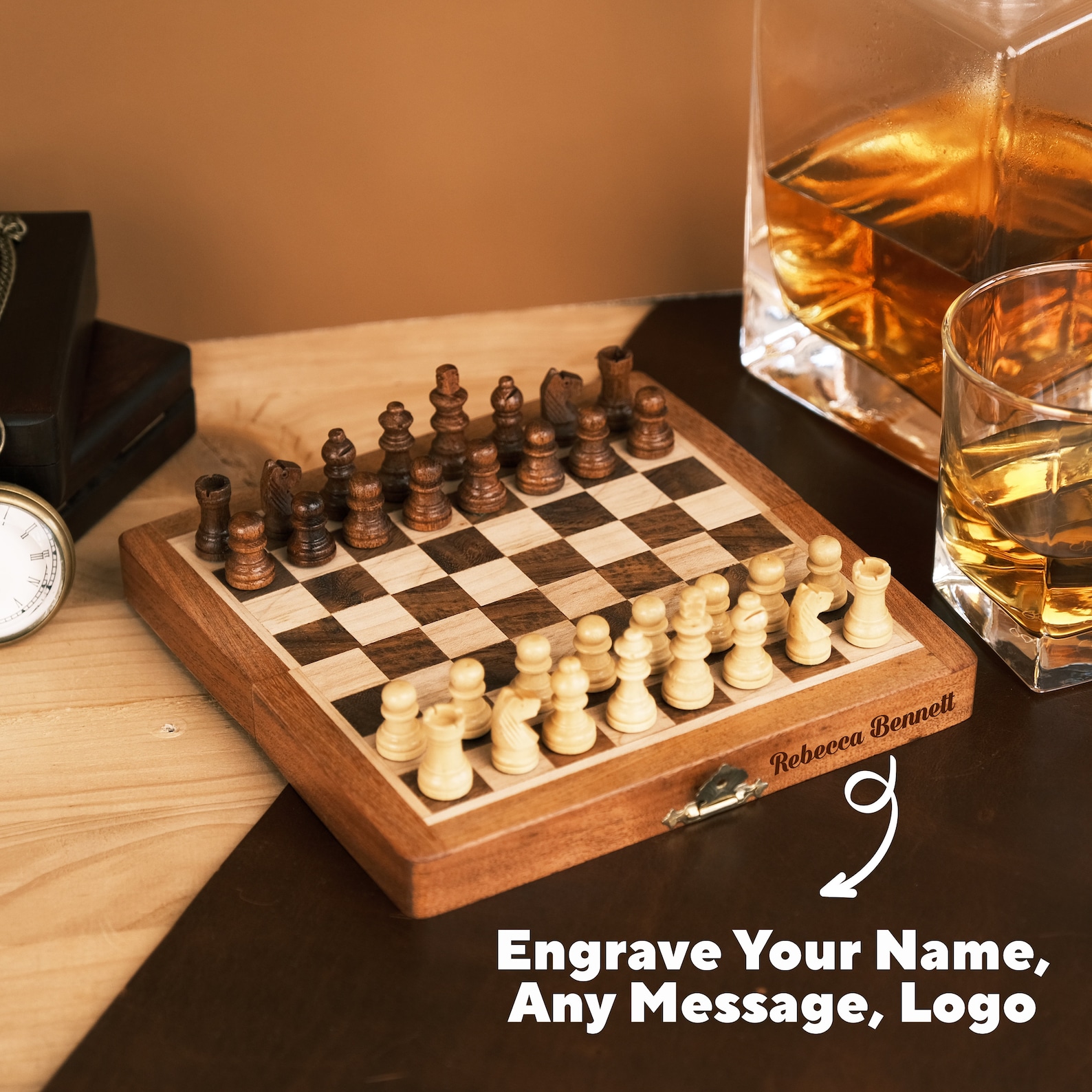 Personalized Handcrafted Wooden Chess Set,travel-friendly Magnetic ...
