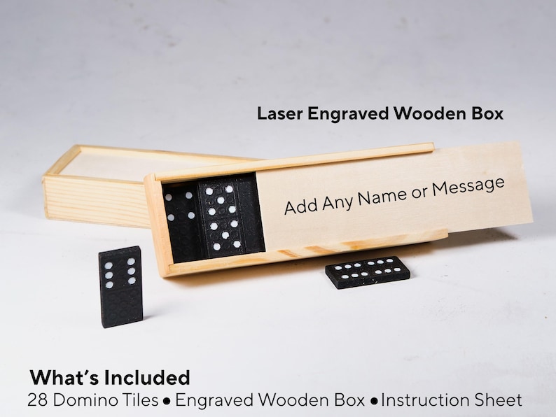 Personalized Dominoes Set With Engraved Wooden Box, Custom Domino Set ...