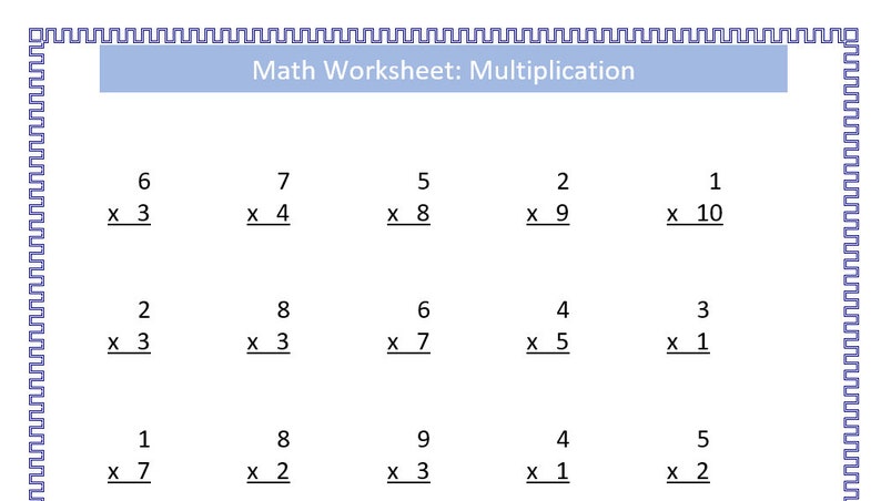 Kids Math Worksheets - Multiplication - Etsy