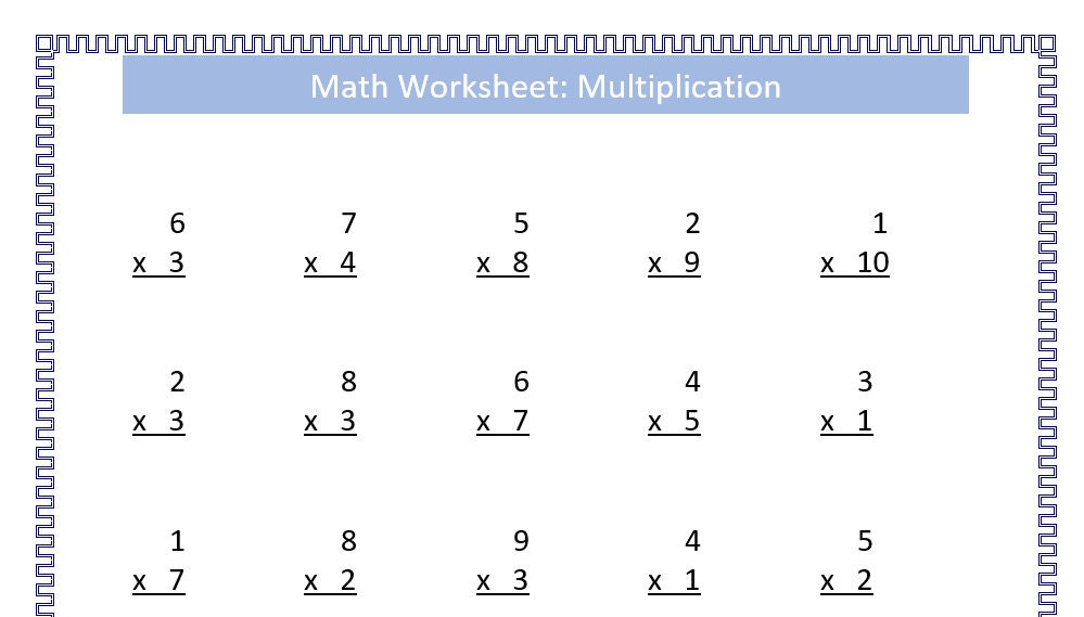 Kids Math Worksheets - Multiplication - Etsy