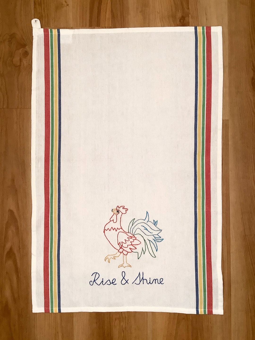 Rooster Dish Towel, Hand Embroidered Towel, Farm Embroidery, Farmhouse ...