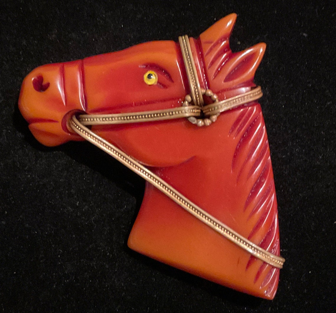 Bakelite Pin, Bakelite Horse Head Pin - Etsy