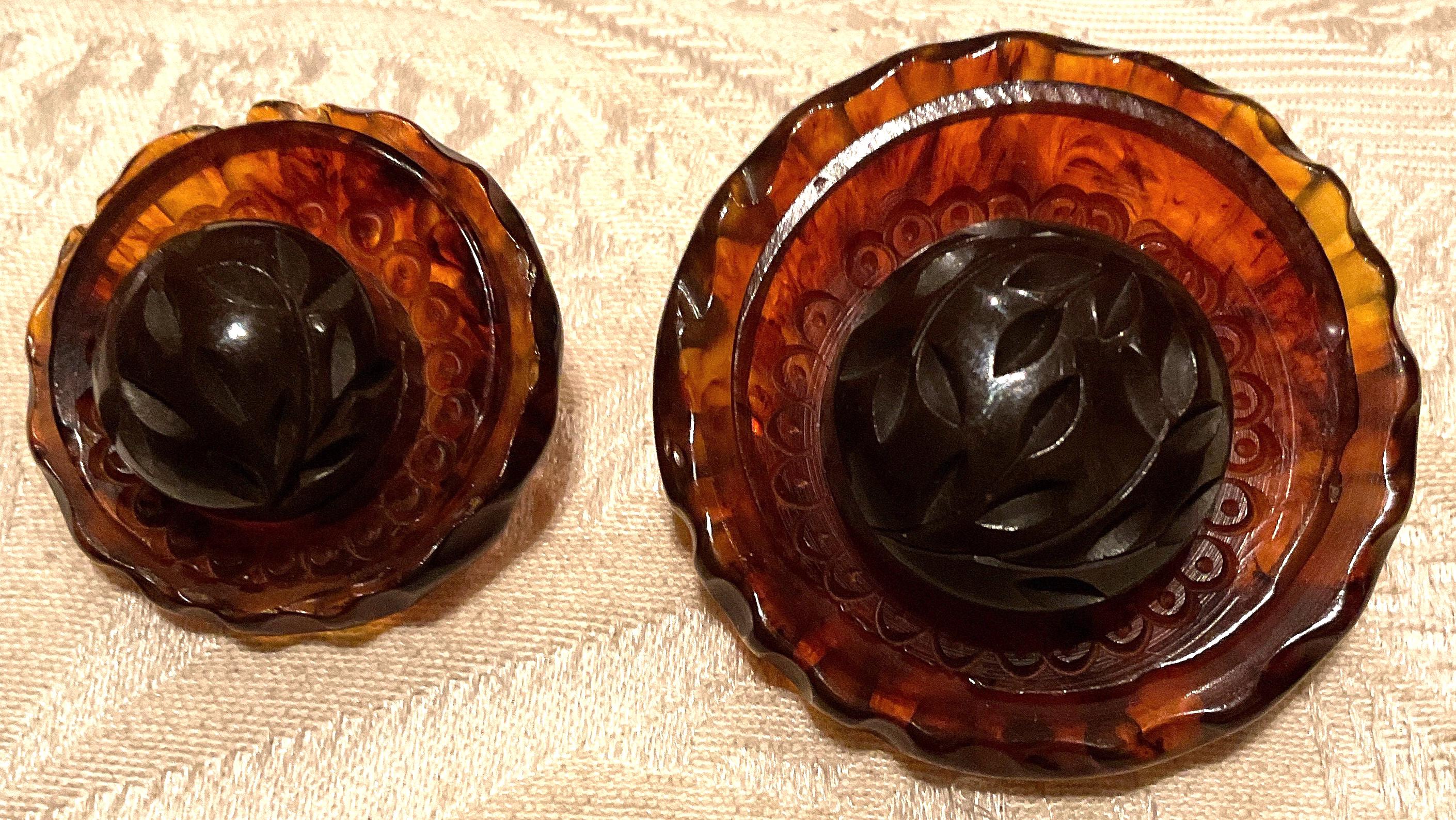Deco Bakelite Buttons, Vintage Bakelite Buttons, Pair 1920 Bakelite ...
