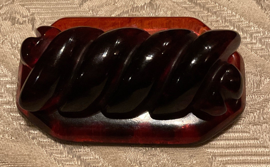 Bakelite Deco Pin, Bakelite Rootbeer Pin - Etsy