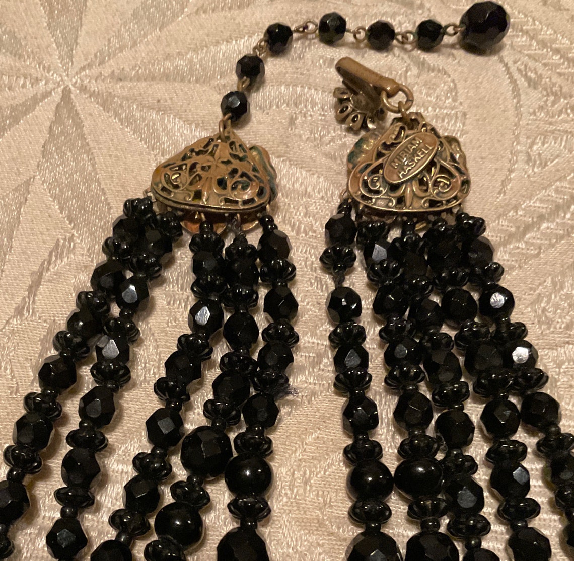 Miriam Haskell 1930s Jet Necklace and Earring Set. Miriam Haskell Black Jet Set - Etsy